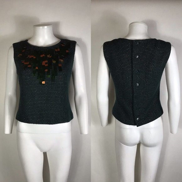 CHANEL | Tops | Rare Vtg Chanel Metal Embellished Green Top S | Poshmark